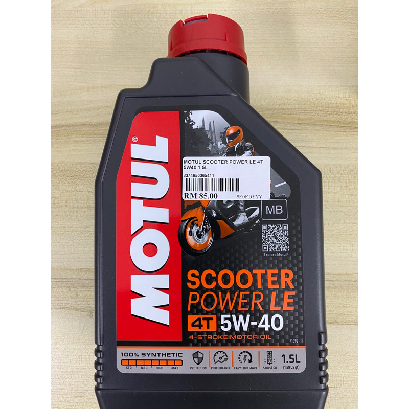 MOTUL SCOOTER POWER LE 5W40 (1.5LITER) 100% FULLY SYNTHETIC 4T OIL ...