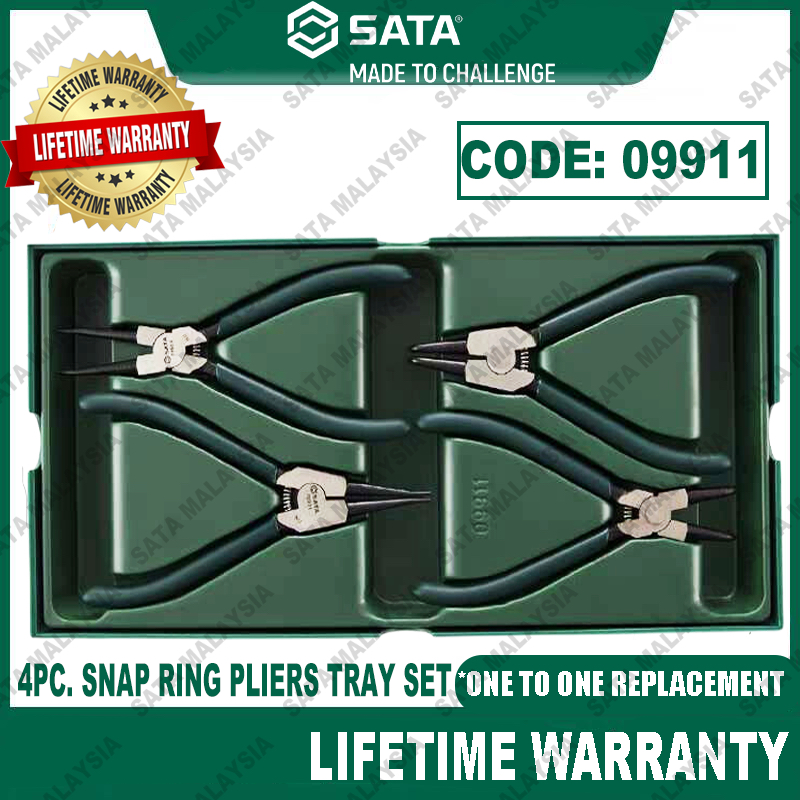 SATA 4Pc. Snap Ring Pliers Tray Set External & Internal Straight/Curved ...
