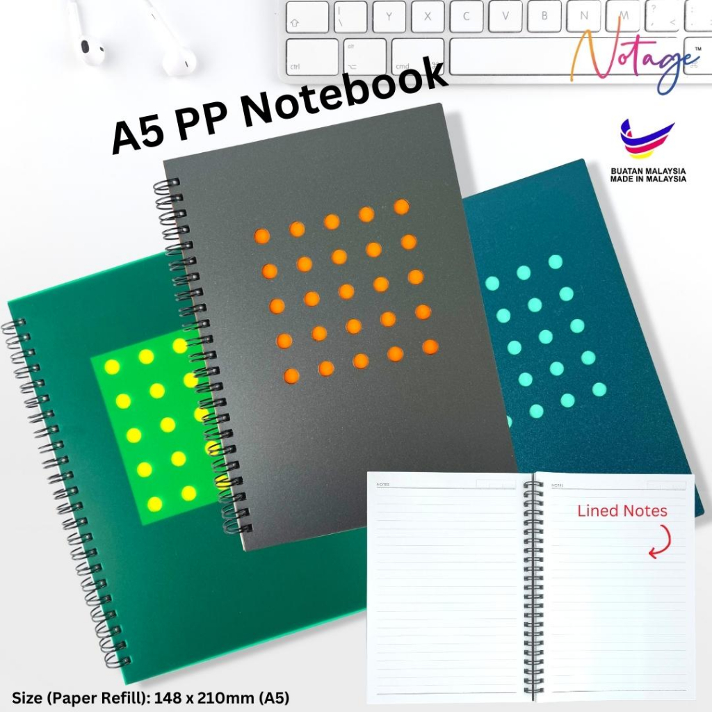 A5 Size PP Cover Notebook Designer Art Journaling Notepad Plain Line ...