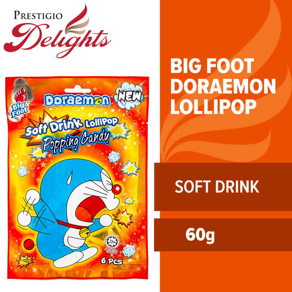 Big Foot Doraemon Soft Drink Lollipop with Popping Candy 60g | Shopee ...