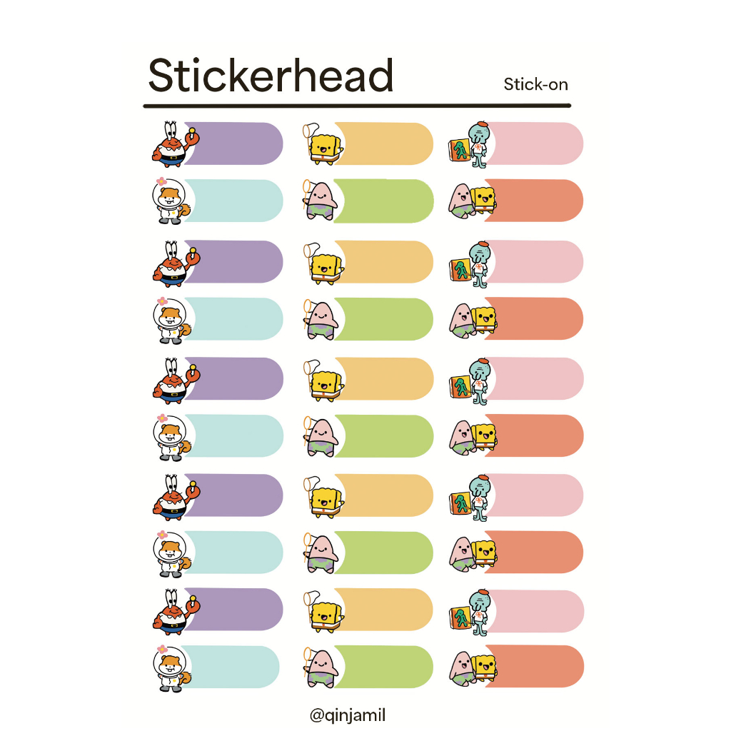 SPONGEBOB custom stickers custom label stickerhead 30 stickers ...