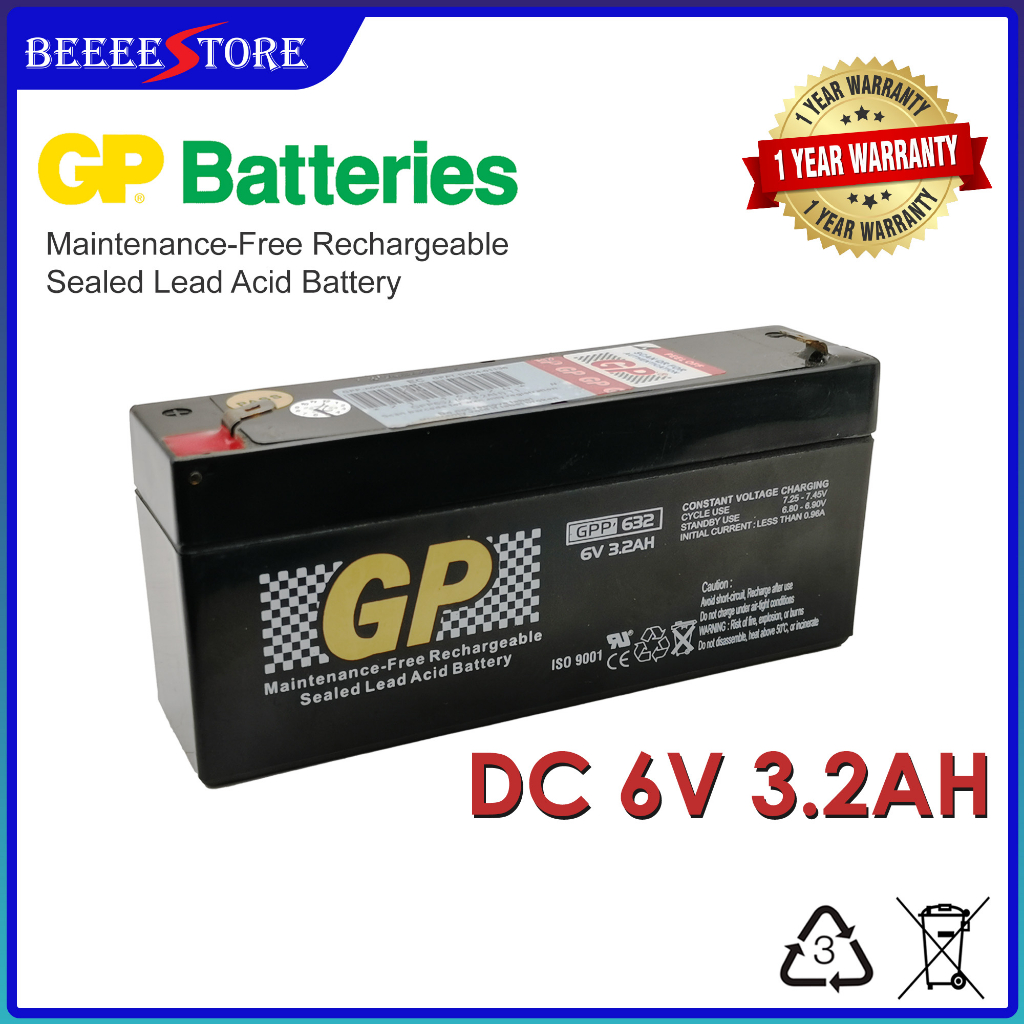 GP Rechargeable Battery 6V 3.2AH Seal Lead Acid Rechargeable Battery ...