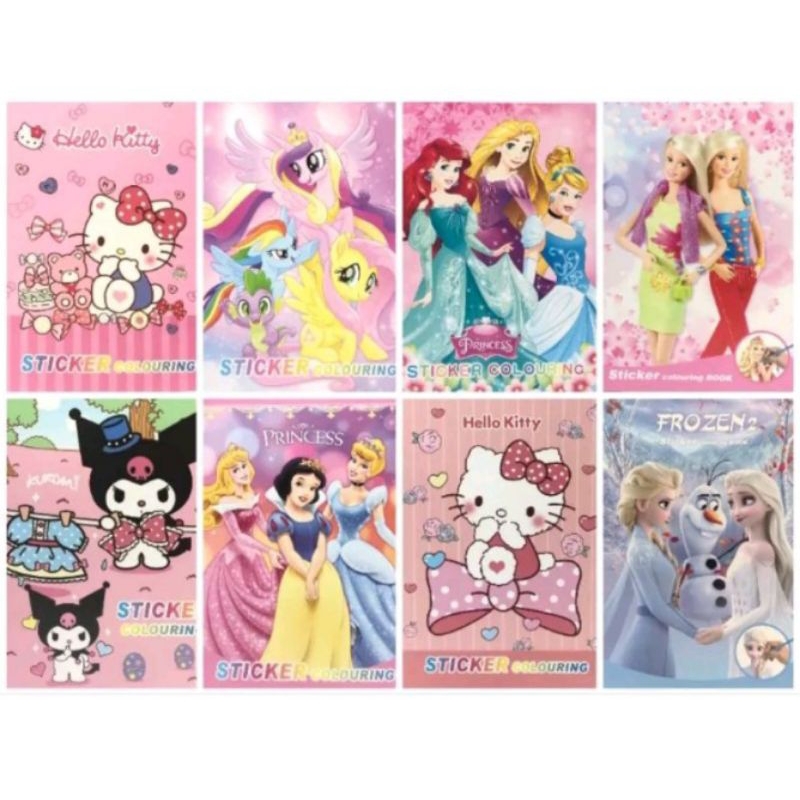 Cartoon Colouring Sticker Activity Book Art And Craft For Kids (16Pages ...