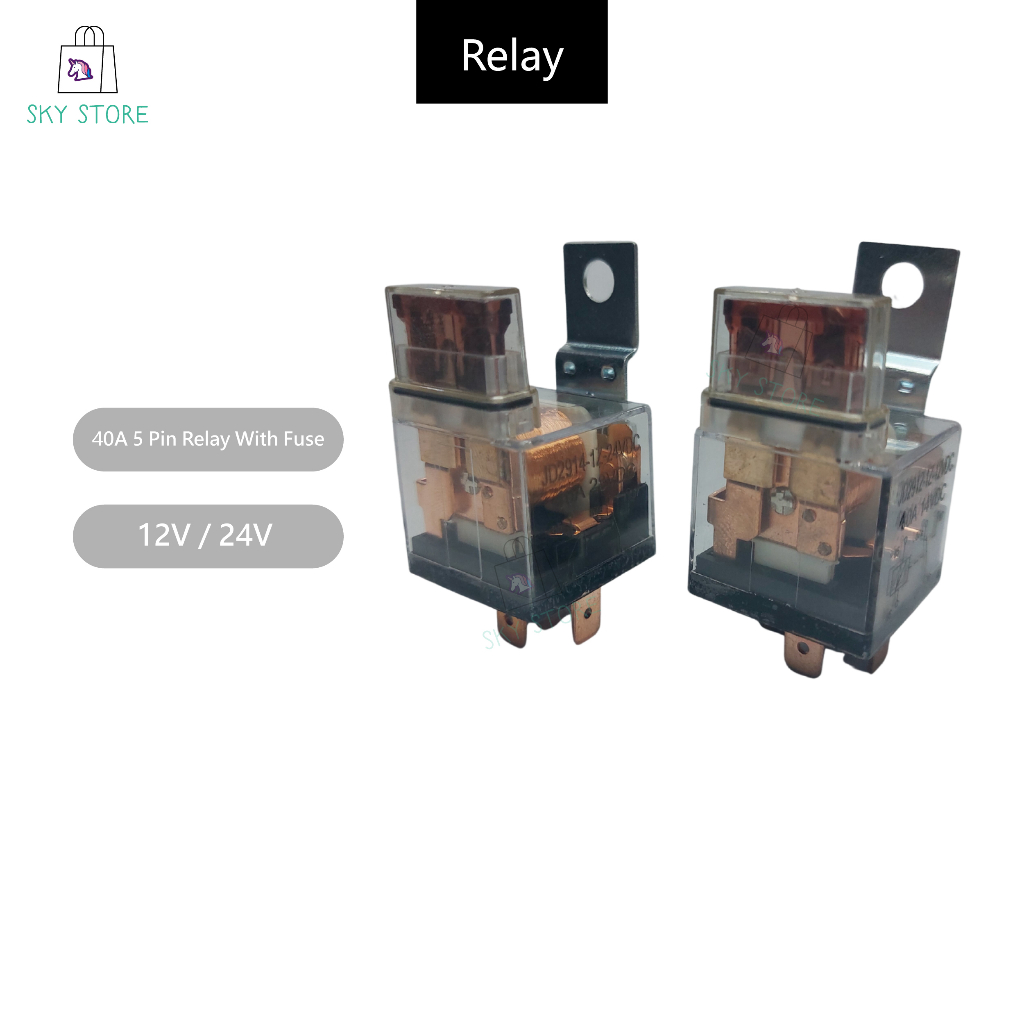 🔥 READY STOCK 🔥 40A 12/24V 5 PIN RELAY CAR WITH FUSE AND STEEL HANGING ...