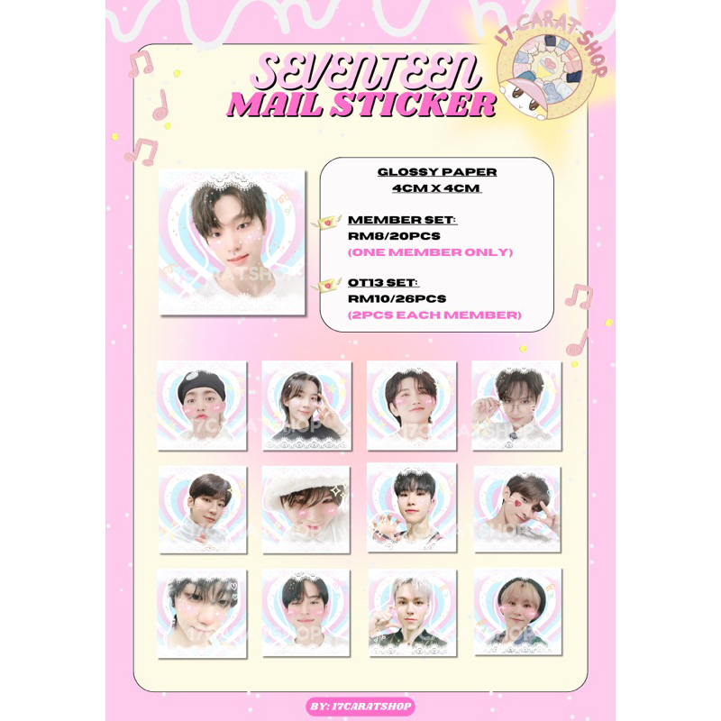 SEVENTEEN Kpop Glossy Mail Stickers | Shopee Malaysia