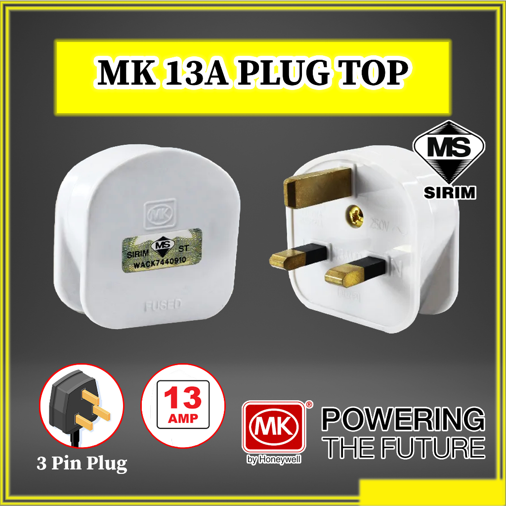 [SIRIM APPROVED] MK-654 WHI 13A PLUG TOP 13A FUSED 3 PIN PLUG TOP | Shopee Malaysia