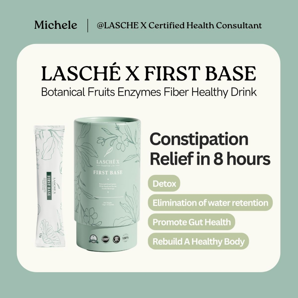 READY STOCK 💗 LASCHÉ X First Base | 100% Plant-Based Fiber Detox Drink ...