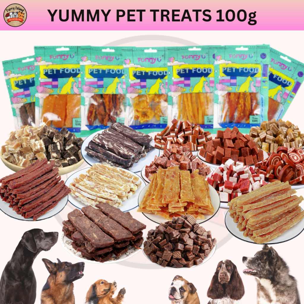 Yummy Pet Treats 100g Meat Blocks Chicken Beef Duck Cod Fish Jerky ...