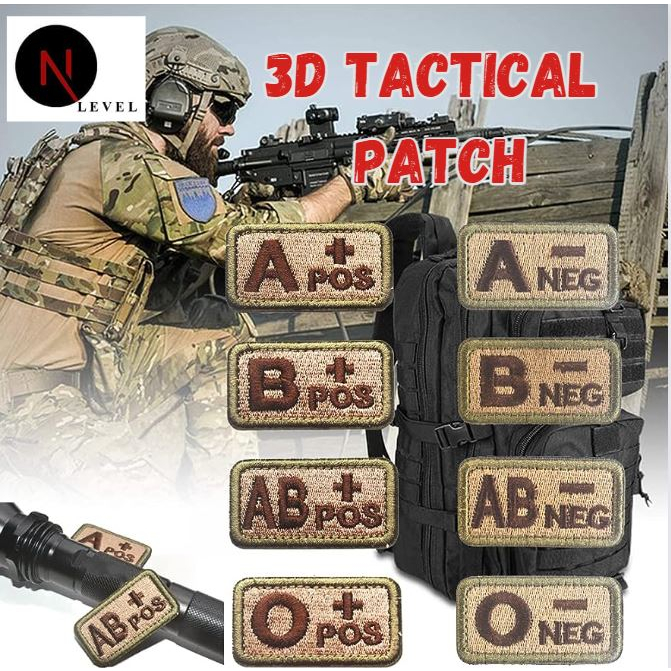 3D Tactical Patch Blood Type Group Military Patches for Clothes ...