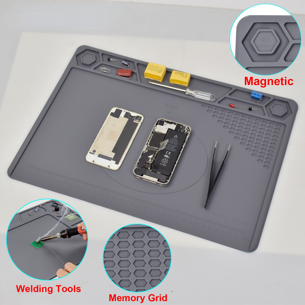 Silicone Repair Mat Magnetic Soldering Mat Heat Insulation Electronics ...