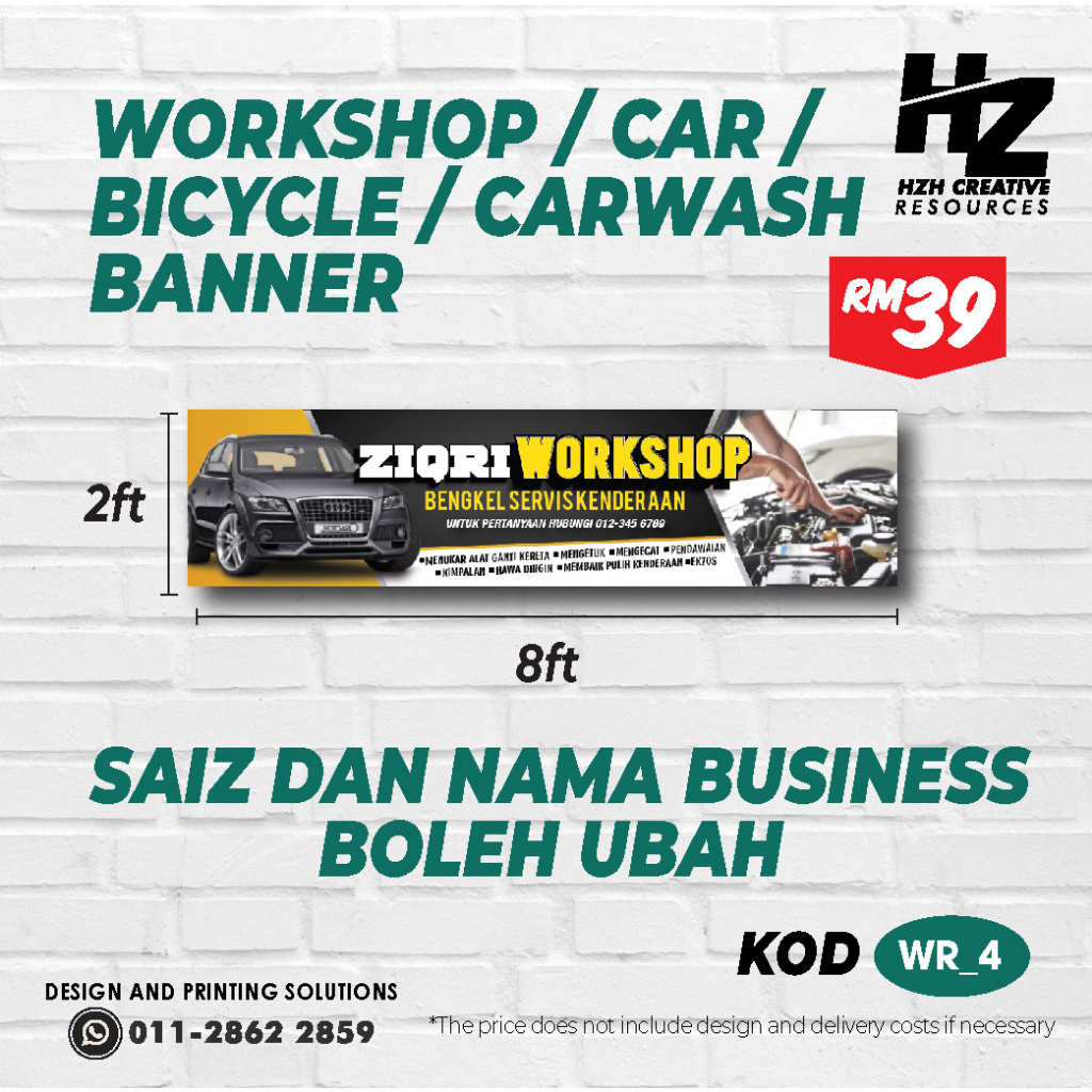 Workshop / Car Wash Banner Printing (READY DESIGN AVAILABLE) | Shopee ...
