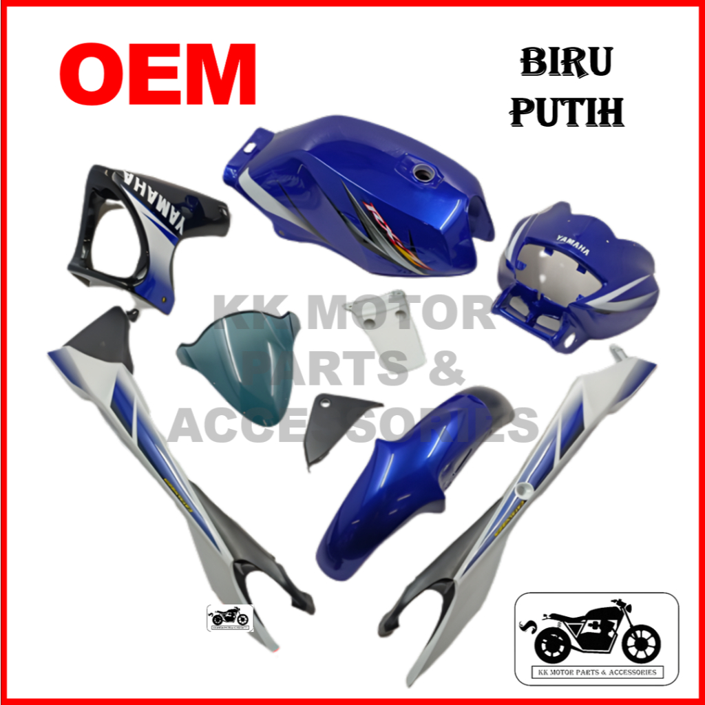 [FULL TANAM !!!] COVERSET RXZ CATALYZER (5PV) OEM BIRU PUTIH / BLUE ...