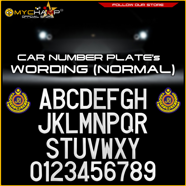 (Curved Surface) 1Pcs Normal Car Number Plate's Number / Nombor Plate ...