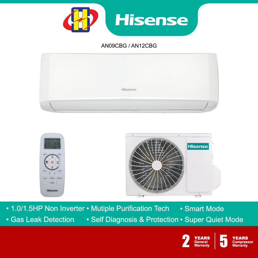 Hisense Air Conditioner (1.0-1.5HP) Non-Inverter Purification Healthy ...