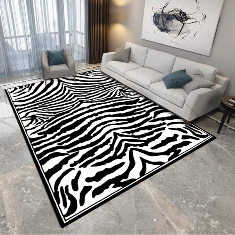 Simple Modern Art Style Zebra Line Design Carpet Velvet Home Decoration ...