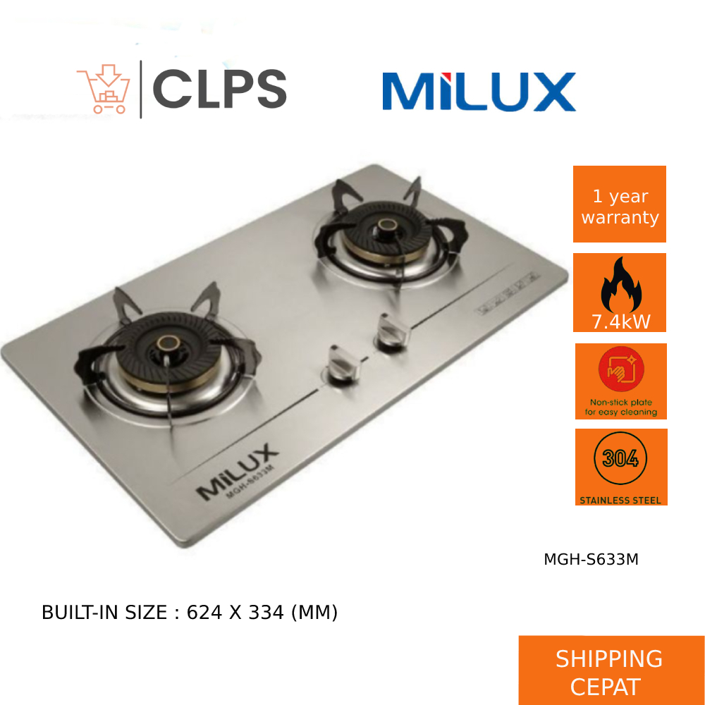 Milux Stainless steel Premium Built-in Gas Hob MGH-S633M MGH-S634M Gas ...