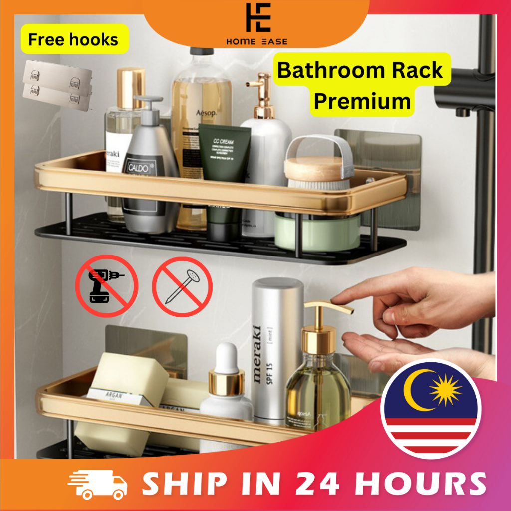 Aluminium Bathroom Rack Wall High Quality Rak Bilik Air Gantung Corner ...