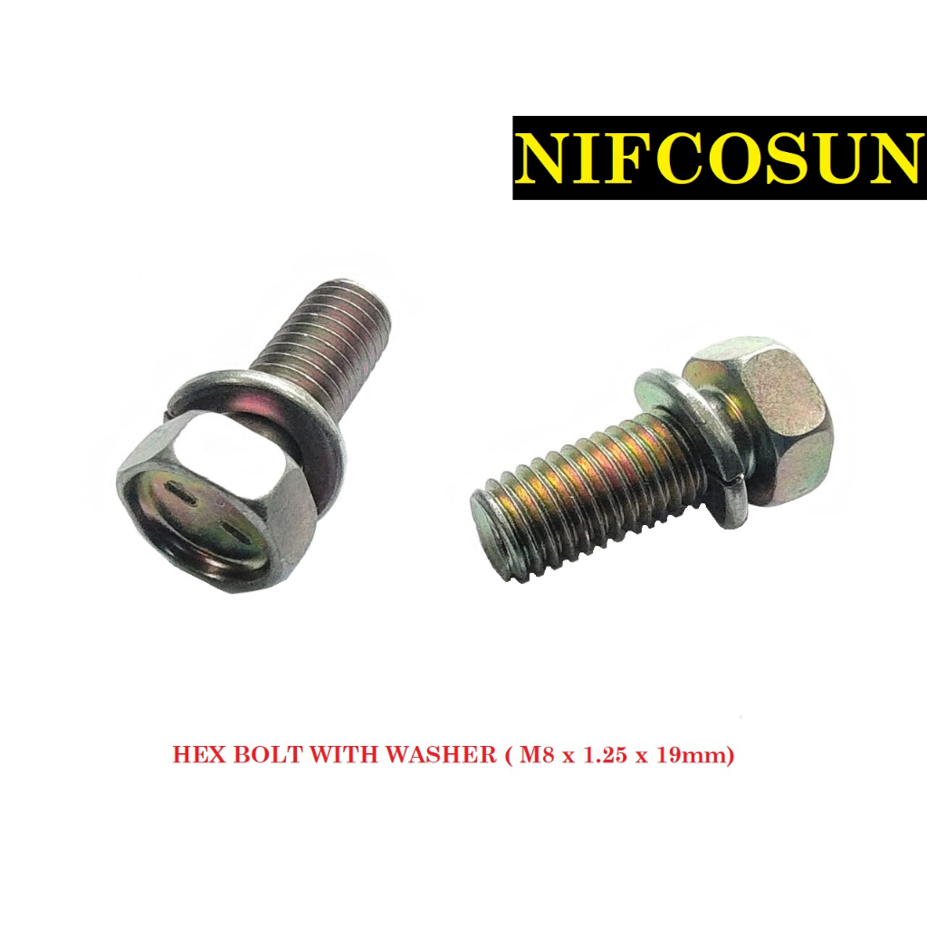 [READY STOCK] HEX BOLT WITH WASHER (M8 x 1.25 x 19mm) | Shopee Malaysia