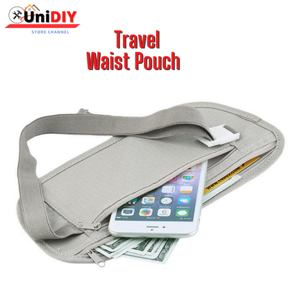 Travel Pouch Hidden Zip Waist Compact Security Money Waist Belt Bag ...