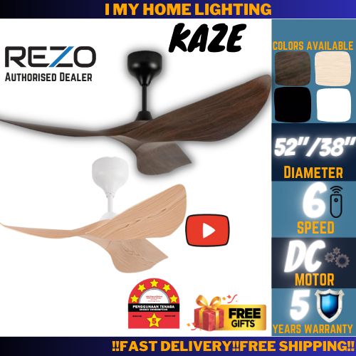 REZO KAZE Alpha Haru Ceiling Fan 56“ 52" 40” 38" DC Motor 3 blade remote kipas angin siling fan ...