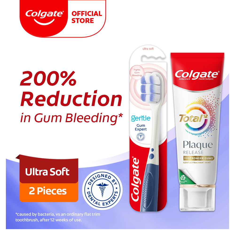 Colgate Gentle Gum Expert Toothbrush 1's + Total Plaque Release Gentle ...