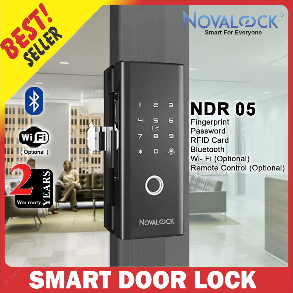 Novalock NDR 05 Bluetooth APP SMART Aluminium Glass Door Fingerprint ...