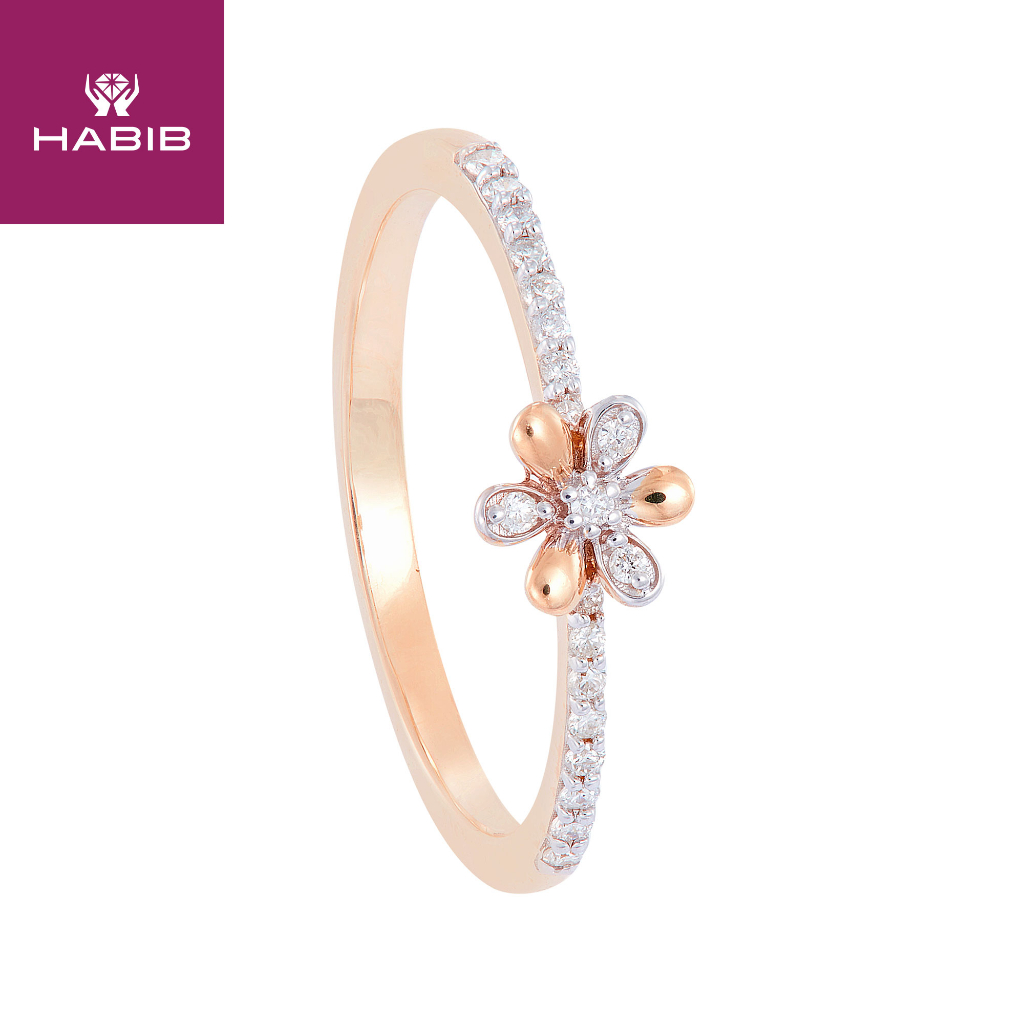 HABIB Flower Straight Band Diamond Ring in 375/9K Rose Gold 265111022 ...