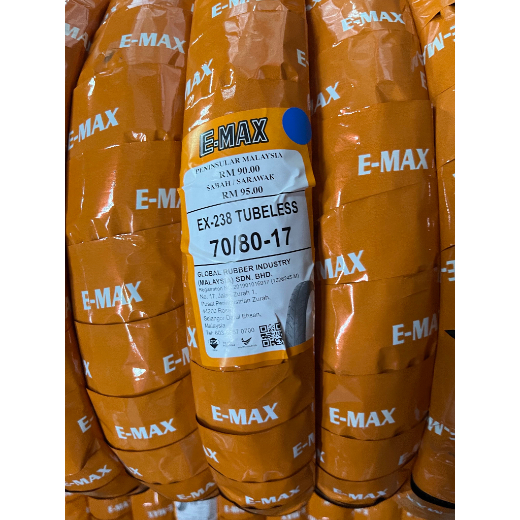 Emax Motorcycle Tubeless Tyre EX238 EMAX Motor Tube Less Tayar 70/90-17 ...