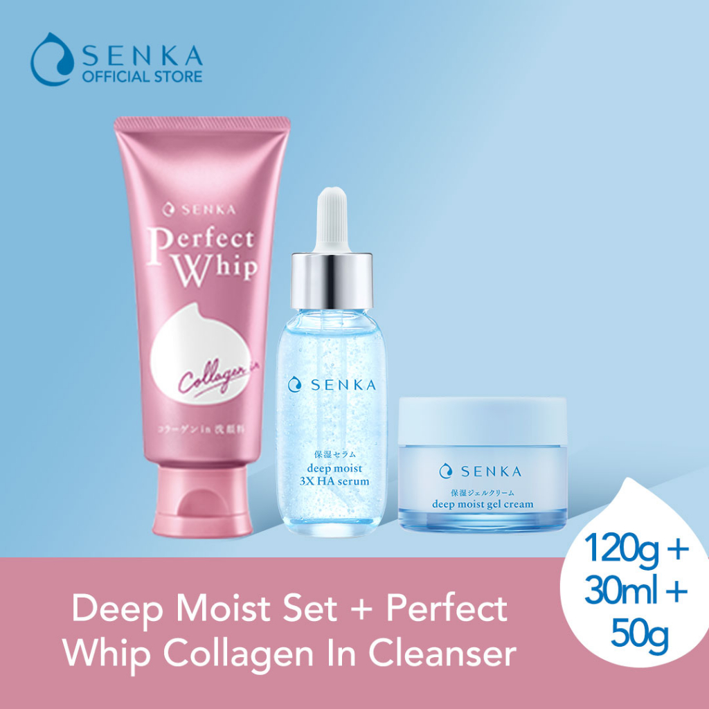 Senka Deep Moist Set + Senka Perfect Whip Collagen In Cleanser (120g ...