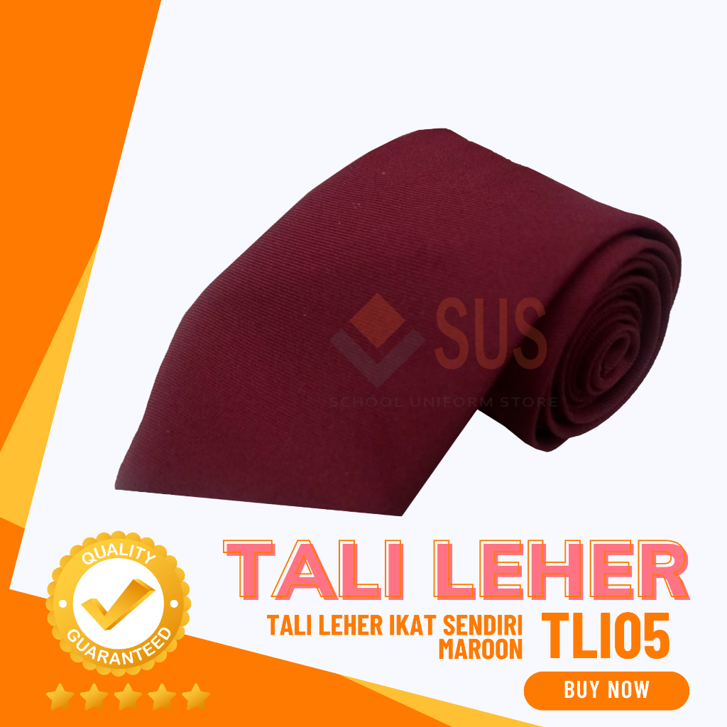 TIE DEWASA MAROON / TALI LEHER PENGAWAS SEKOLAH MENENGAH JENIS IKAT ...