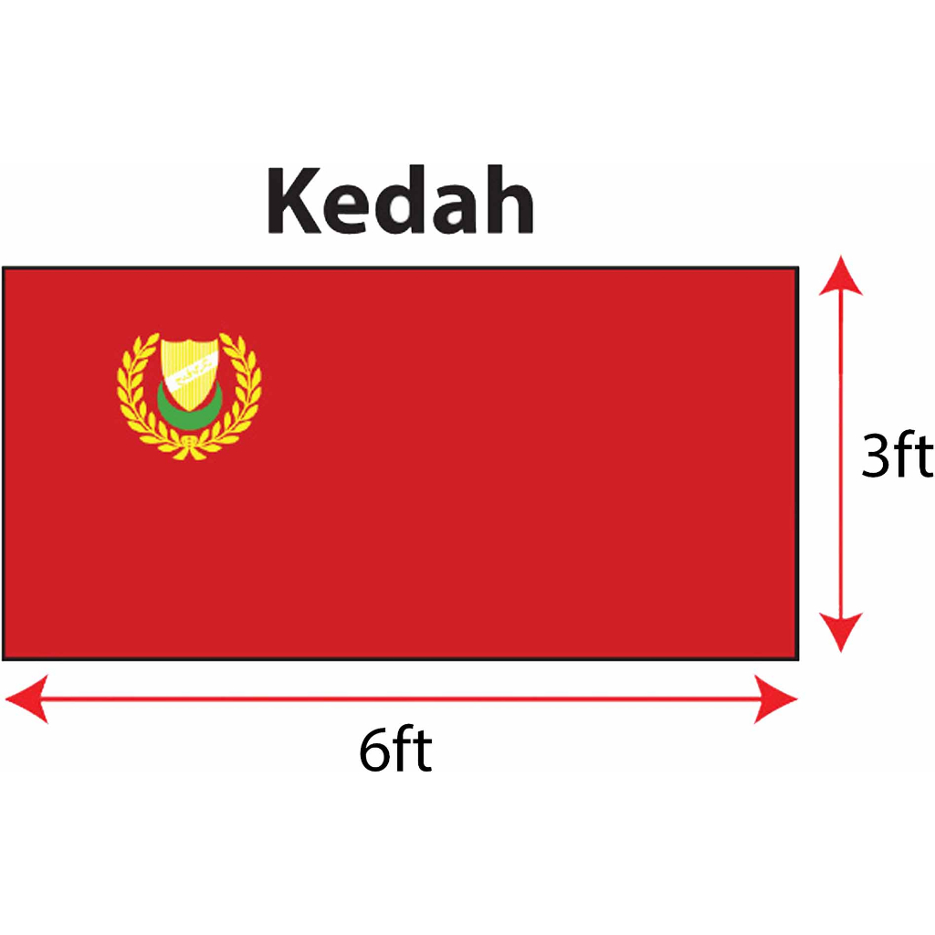 Kedah Flag 3x6ft (Woollen), Bendera Negeri Kedah 3x6ft, Woollen ...