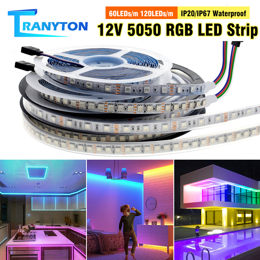 RGB 5M 60/120LEDs 5050 LED Strip Light DC12V Waterproof Flexible LED ...