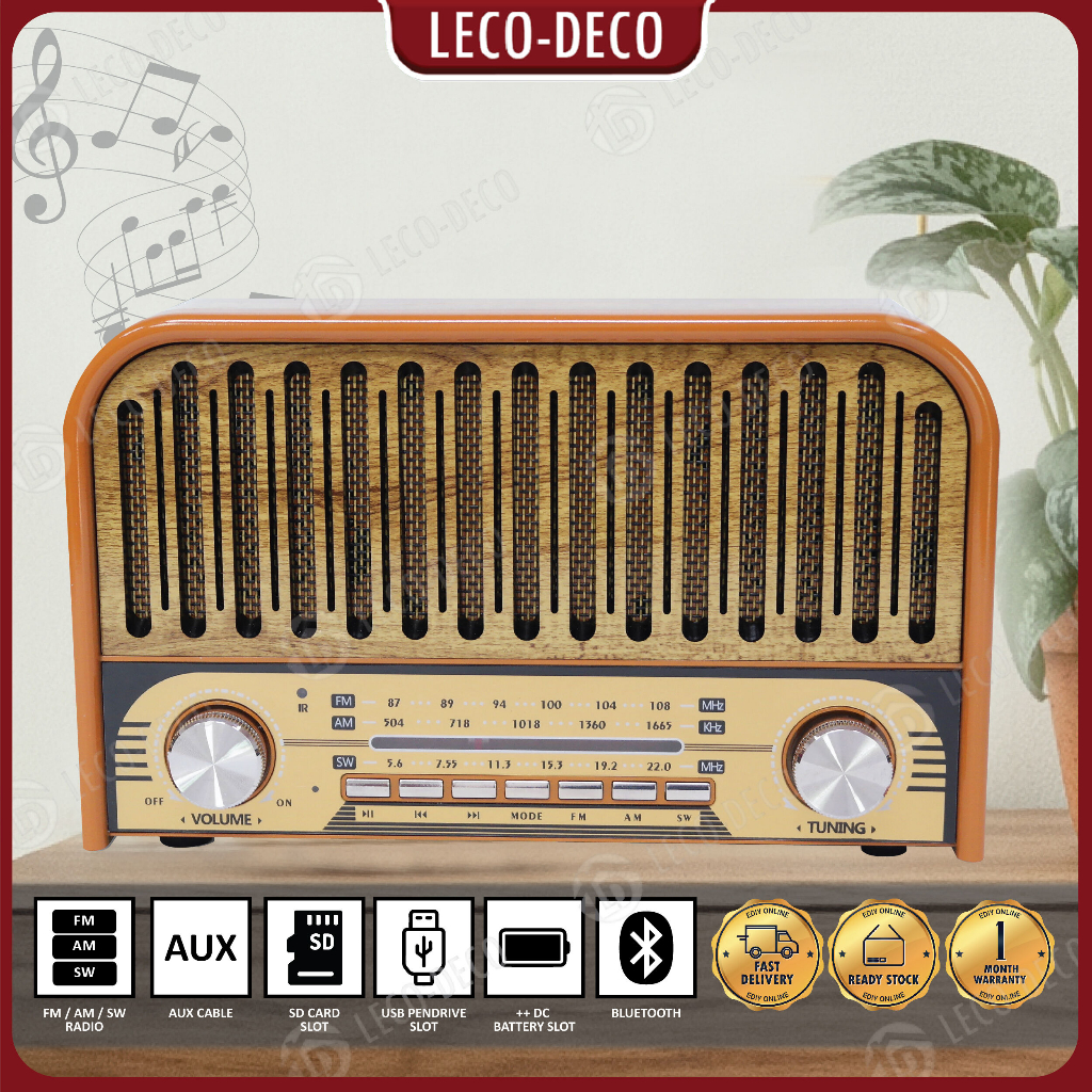 【NEW】 Portable Rechargeable Retro Antique Classical Radio FM 3 Band ...