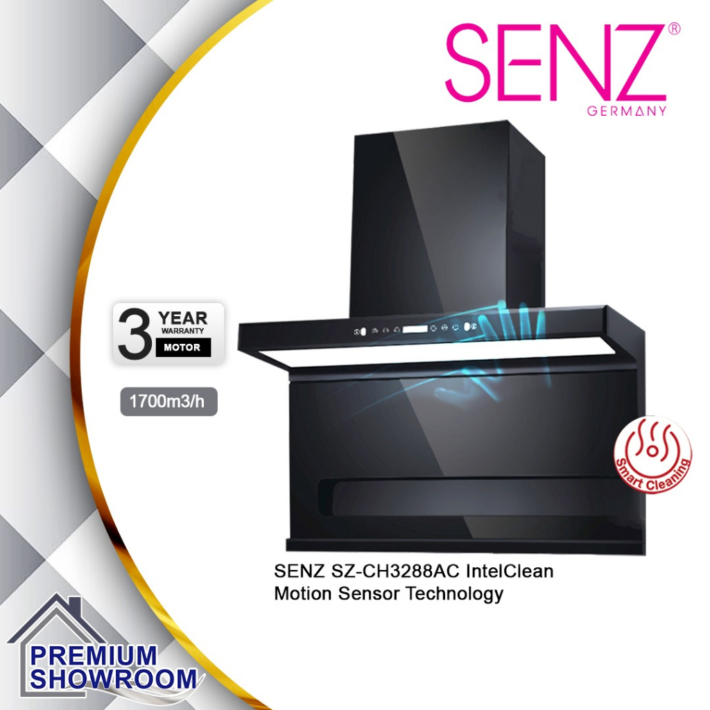 Senz SZ-CH3288AC STELLA L Cooker Hood w/Motion Sensor Technology & Heat ...