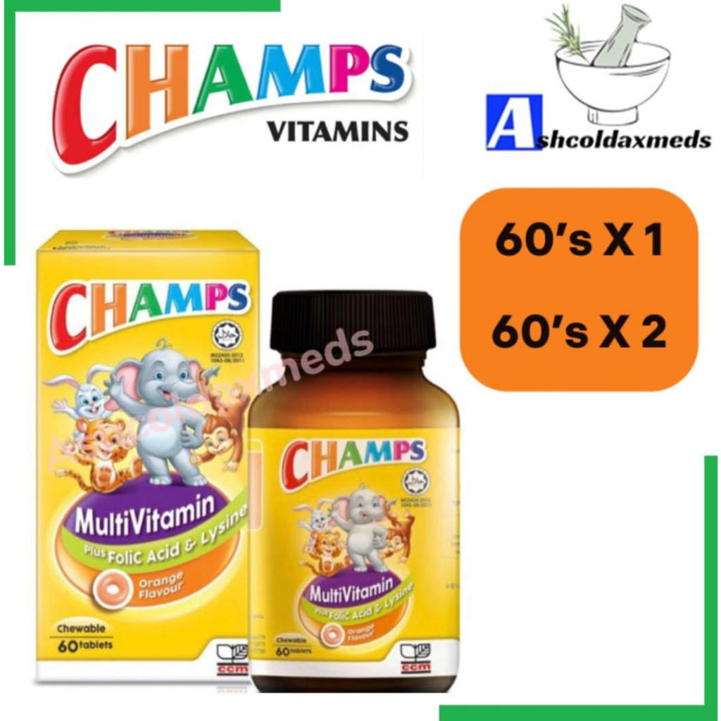 Champs Multivitamin Plus Folic Acid & Lysine Orange 60s OR 60sx2 (FOC ...