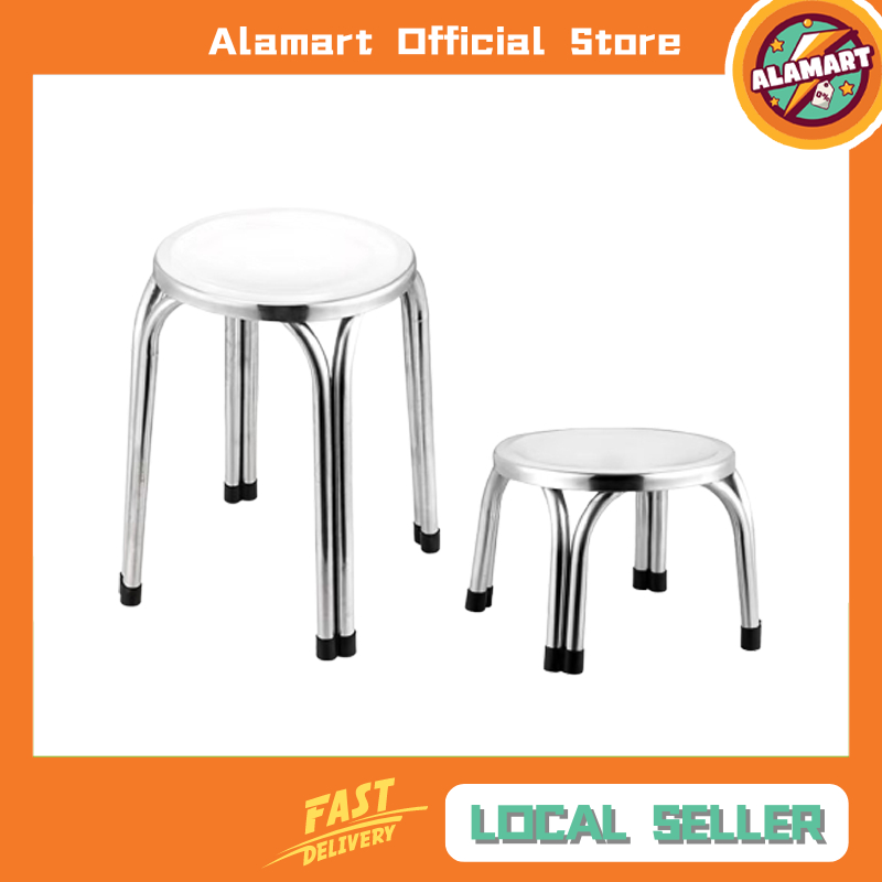 Stainless Steel Round Stool (25cm / 47cm) 不锈钢圆凳 (25cm / 47cm) | Shopee ...