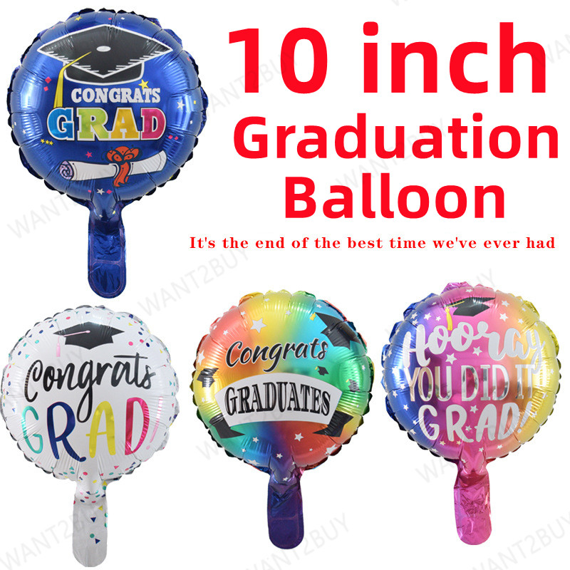 🇲🇾 🏆 10 Inch Foil Balloon Printed Congratulation Graduation Congrats ...