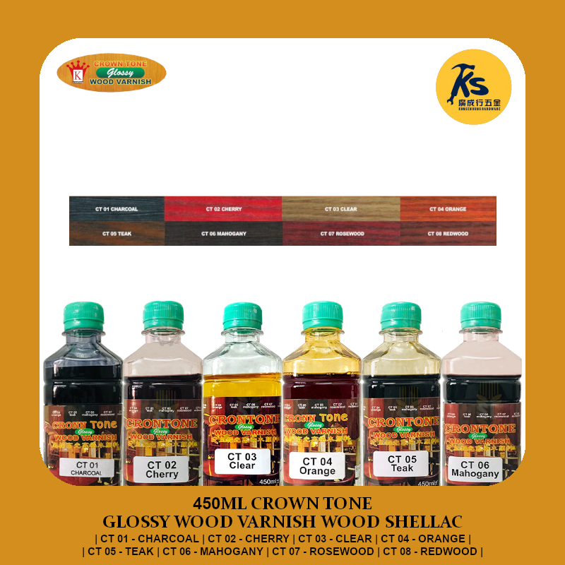 450ML CROWN TONE Glossy Wood Varnish Wood Shellac Syelek Kayu ( CT01 ...