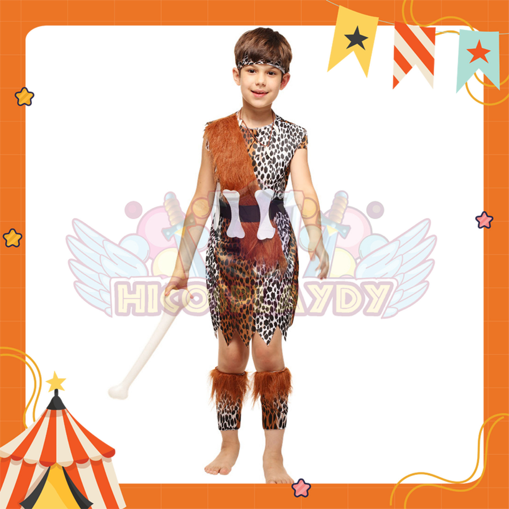 hiCosplayDy Kids Child Historical Stone Age Caveboy Cavegirl Costume ...