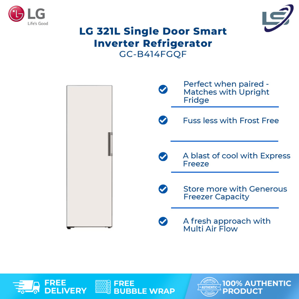 LG 321L Single Door Smart Inverter Upright Freezer GC-B414FGQF | Multi Air Flow | ThinQ (Wi-Fi ...