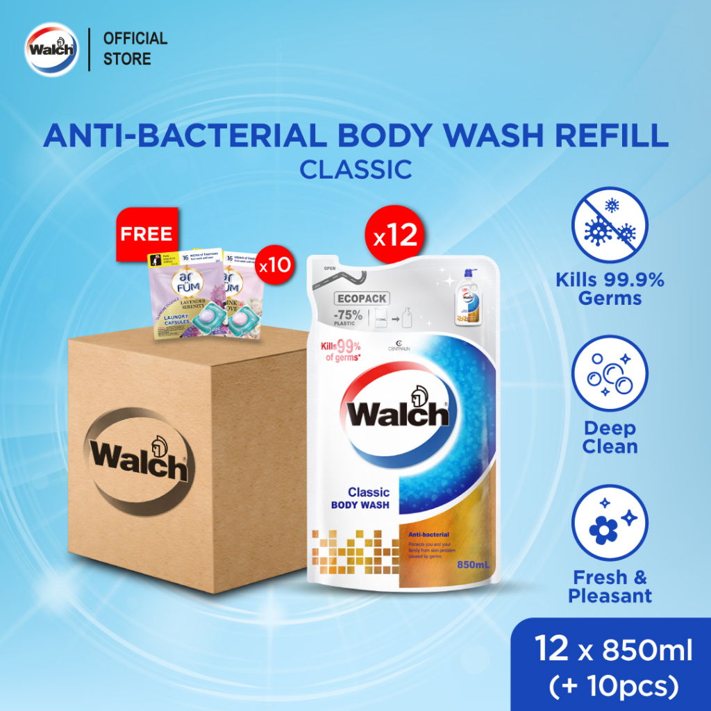 [CARTON DEAL] Walch Anti-Bacterial Body Wash Classic Refill (850ml ...