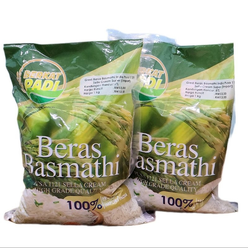 Beras Basmati Pusa 1121 Finest Long Grain Cella Cream 1kg Berkat Padi ...