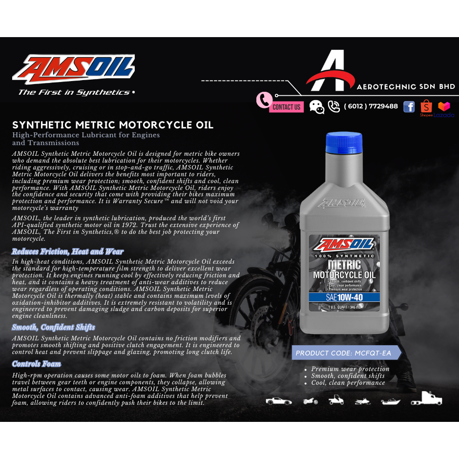 [Ready Stock] Amsoil USA SAE 10W-40 100% Fully Synthetic Metric ...