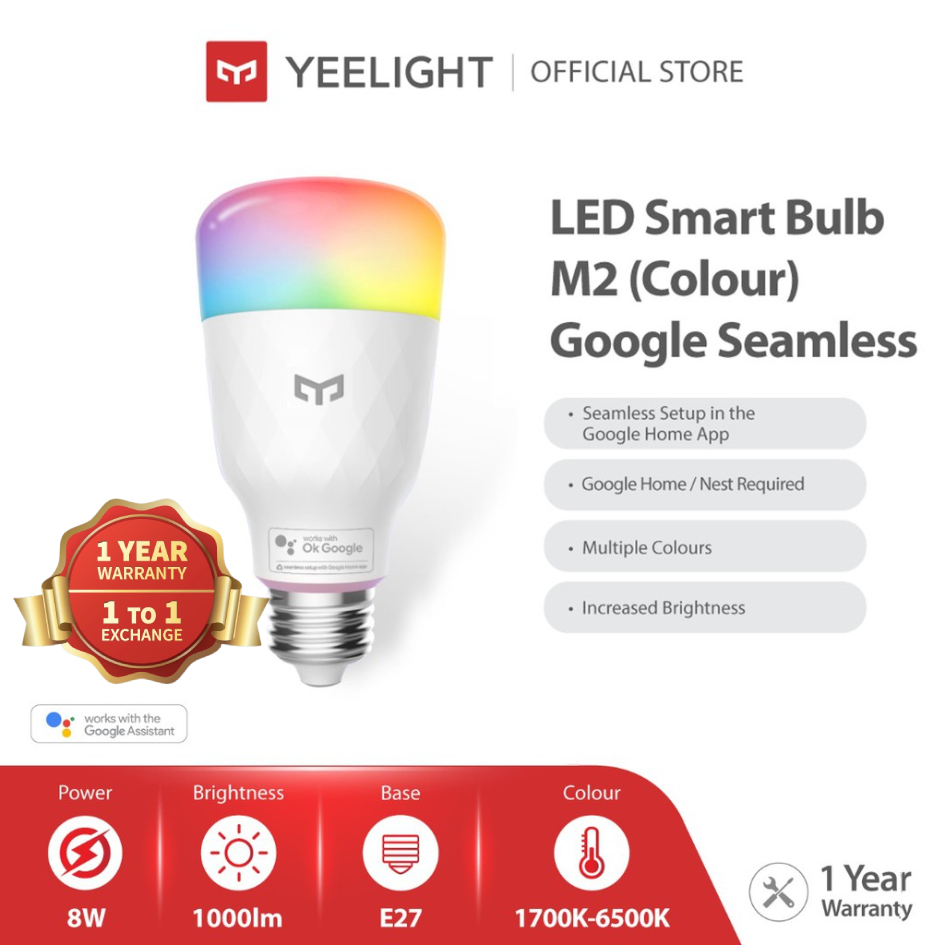 Yeelight Smart LED Bulb M2 Multicolor Google Seamless Work with Google ...