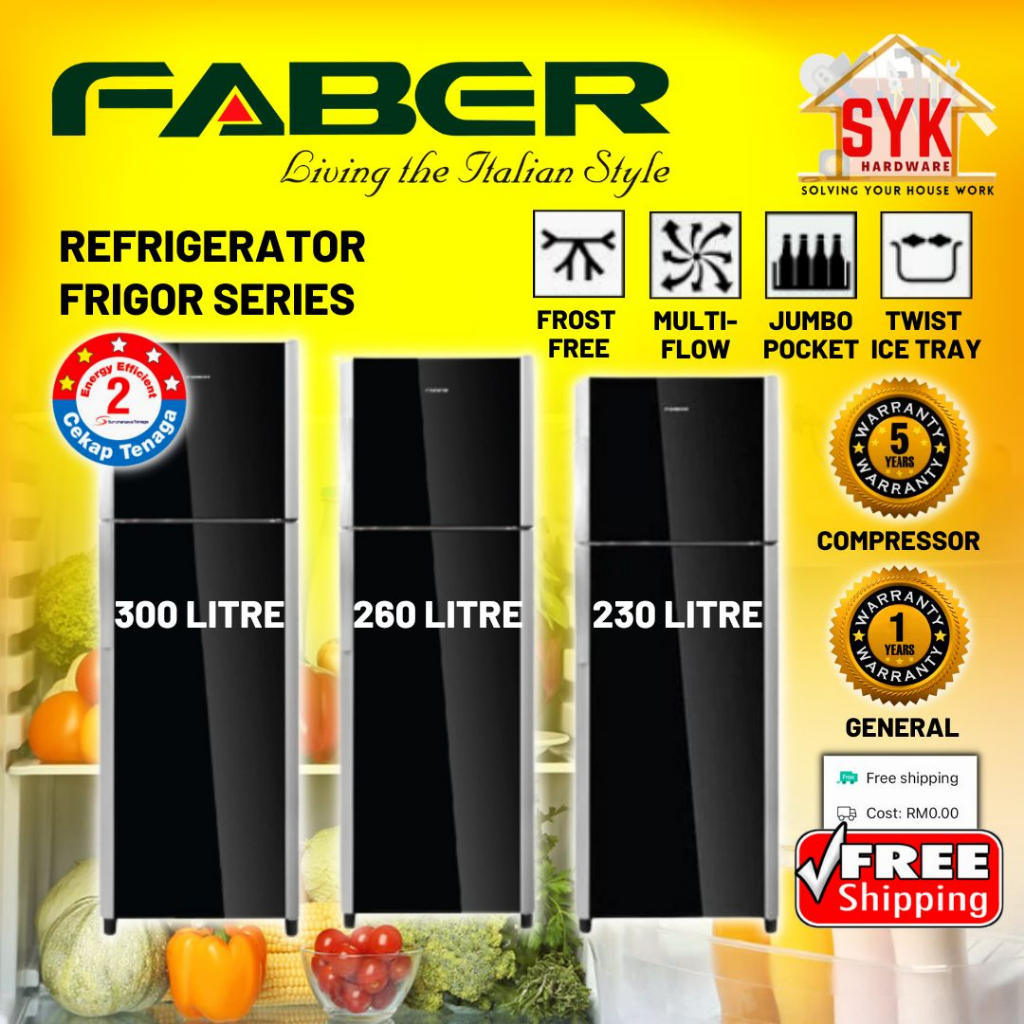 SYK Free Shipping Faber Refrigerator FRIGOR 238BK 268BK 308BK Fridge 2 ...