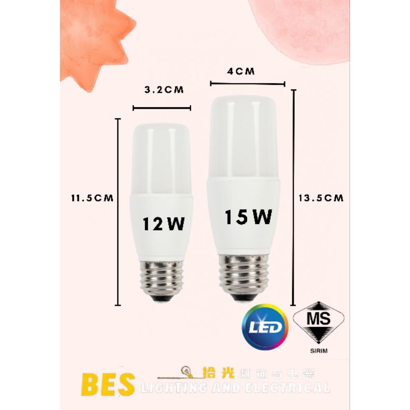 10W/15W Sirim LED stick Bulb E27 6500K Cooldaylight 3000K Warmwhite Mentol | Shopee Malaysia