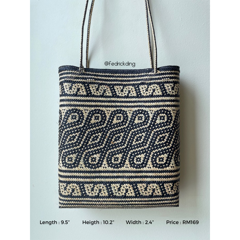 Beg Rotan Orang Ulu Shoulder Tote Rattan Bag with Borneo Motif | Shopee ...
