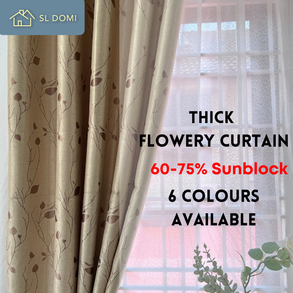 SL-Premium Flowery Curtain/ Langsir Bunga/ Langsir Tebal/ Soft Curtain ...