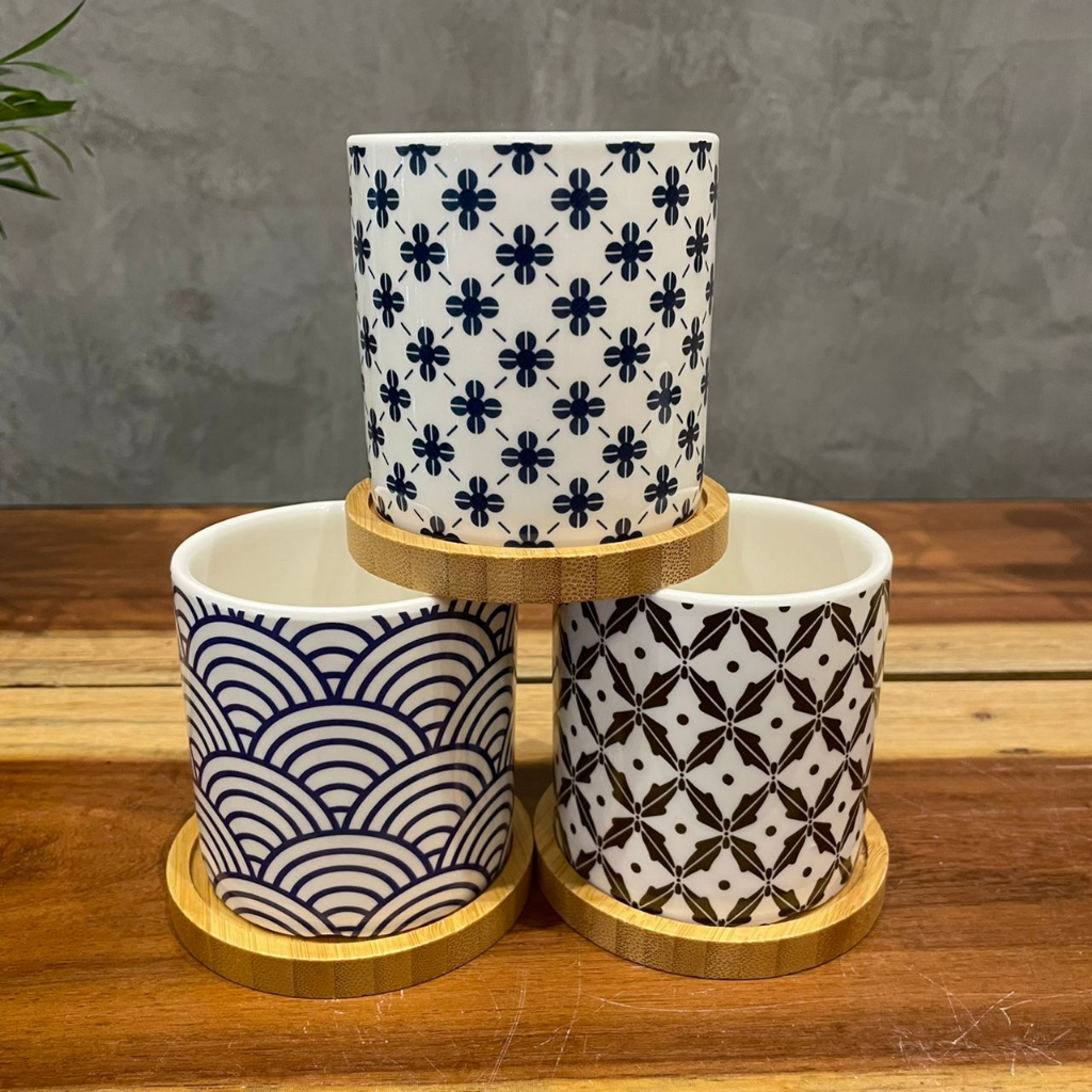 No Saucer Plate Lattice Pattern Ceramic Flower Pot Table Top Decoration ...
