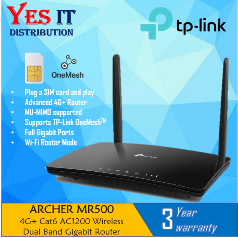 TP-Link Archer MR500 4G+ Cat6 AC1200 Wireless Dual Band Gigabit Router ...